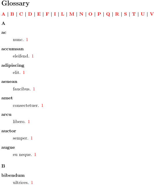 Dickimaw Books - Gallery (All Predefined Glossary Styles)
