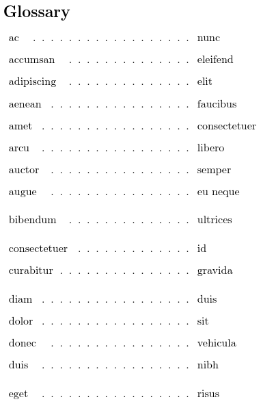 Dickimaw Books - Gallery (All Predefined Glossary Styles)